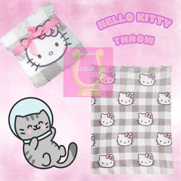 Hello Kitty | Bedding | Hello Kitty Gray Checkered Throw | Poshmark